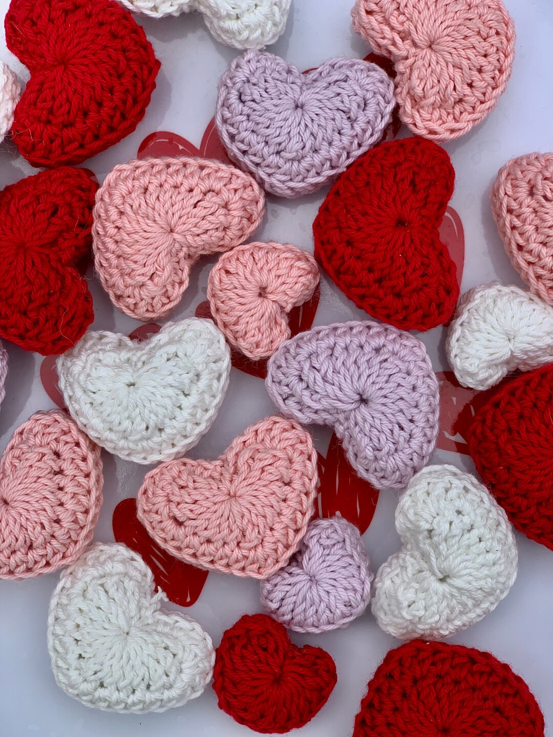 Crochet Hearts Small Hearts Heart Decor Valentine's - Etsy