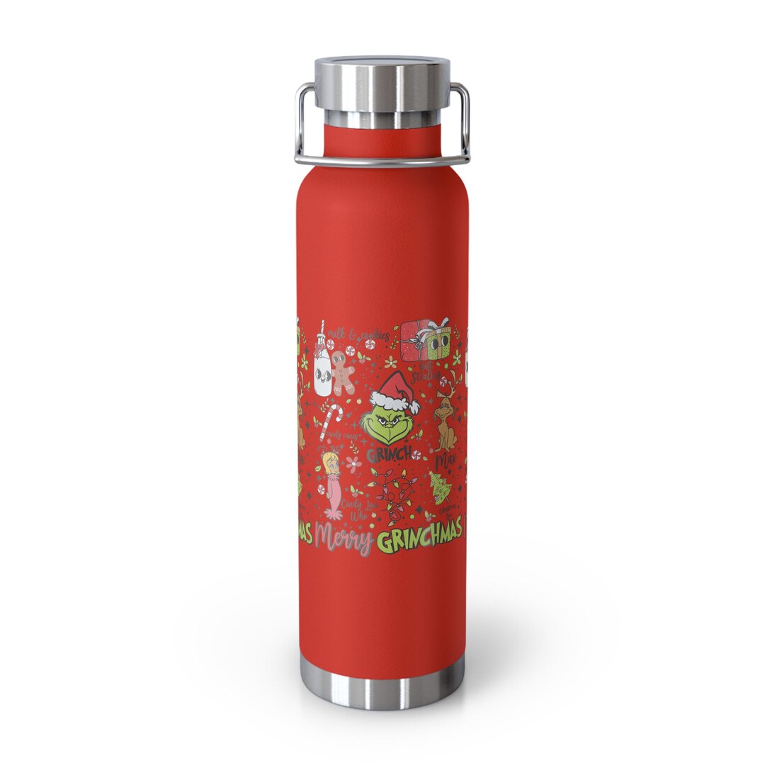 Festive Grinch Insulated Water Bottle Cute Christmas Gift, Holiday ...