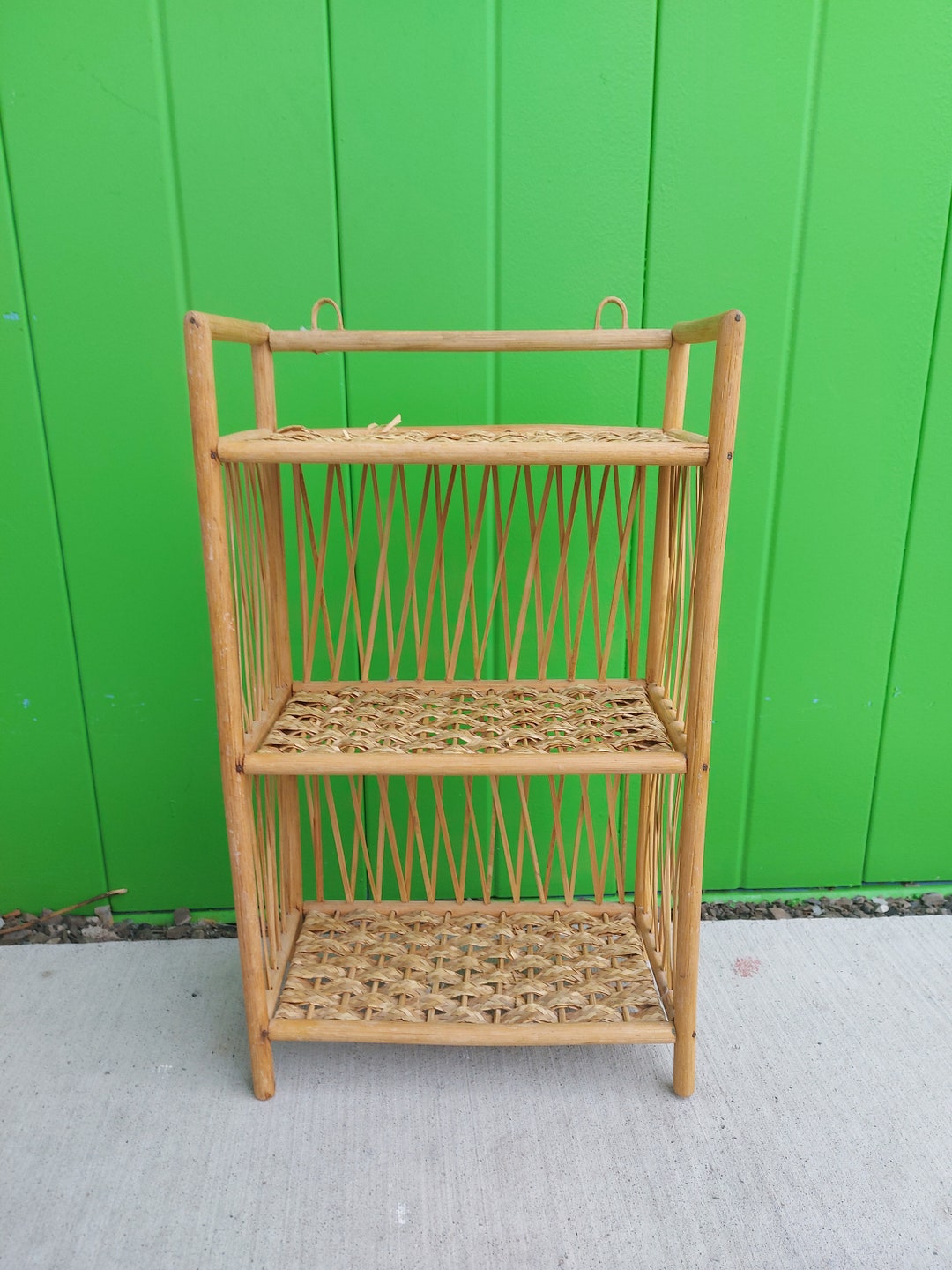 Vintage Wicker Shelf Unit - Etsy