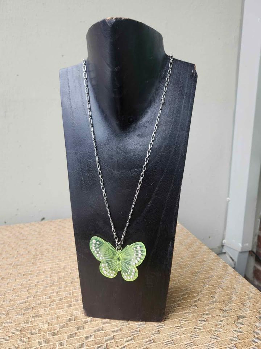Tarina Tarantino Rare Lucite and Crystal Yellow Butterfly Necklace ...