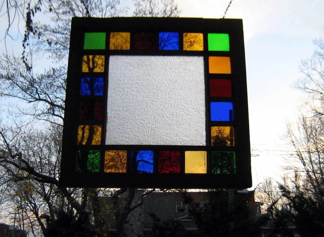 Vintage Queen Anne Stained Glass Window Panel Rare Antique Large ...