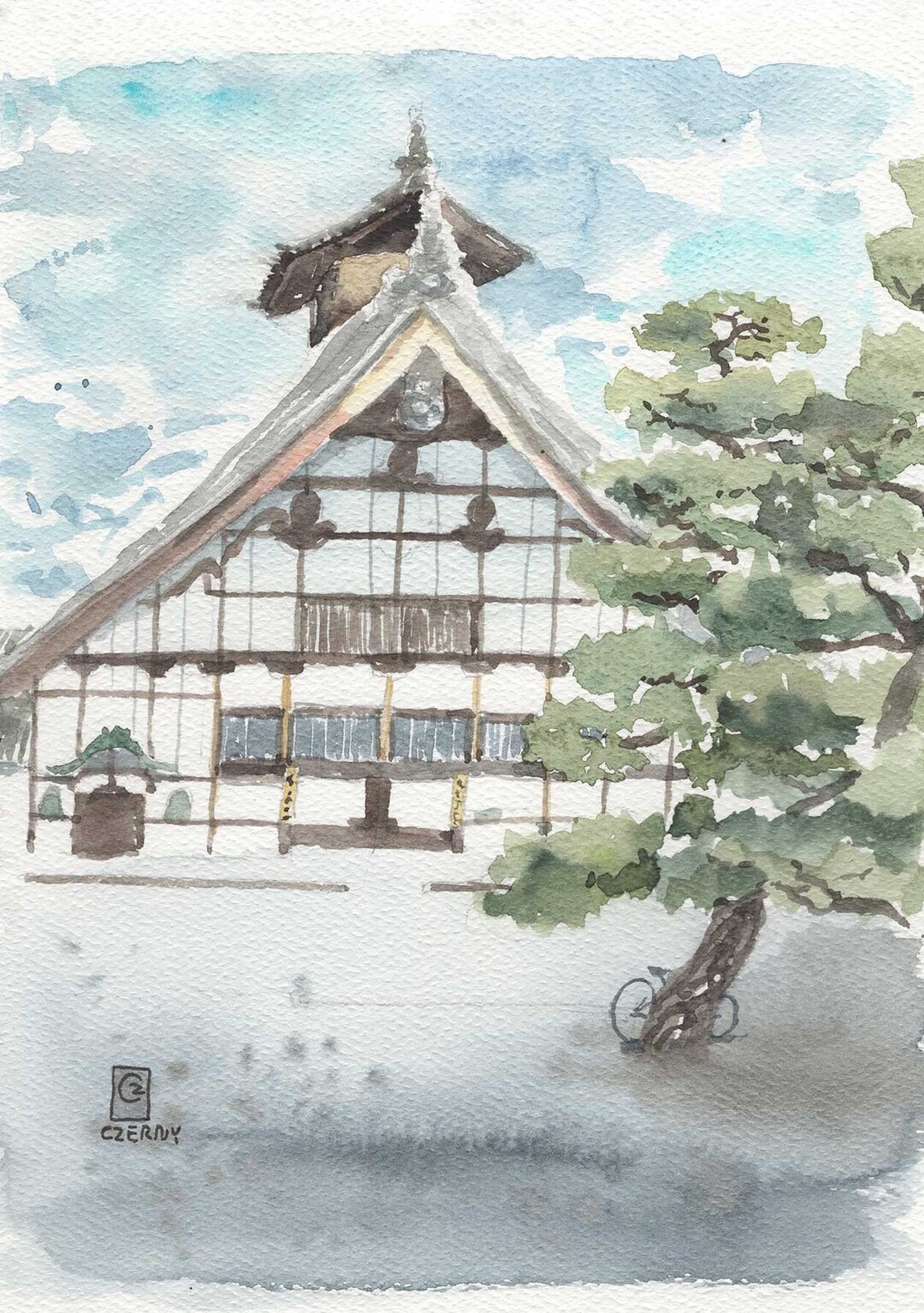 Japanese Temple Watercolor Plein Air ORIGINAL - Etsy