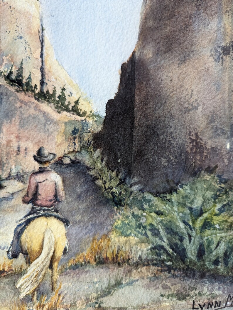 Original, Cowboy & Horse Watercolor Painting, Southwest Desert ...