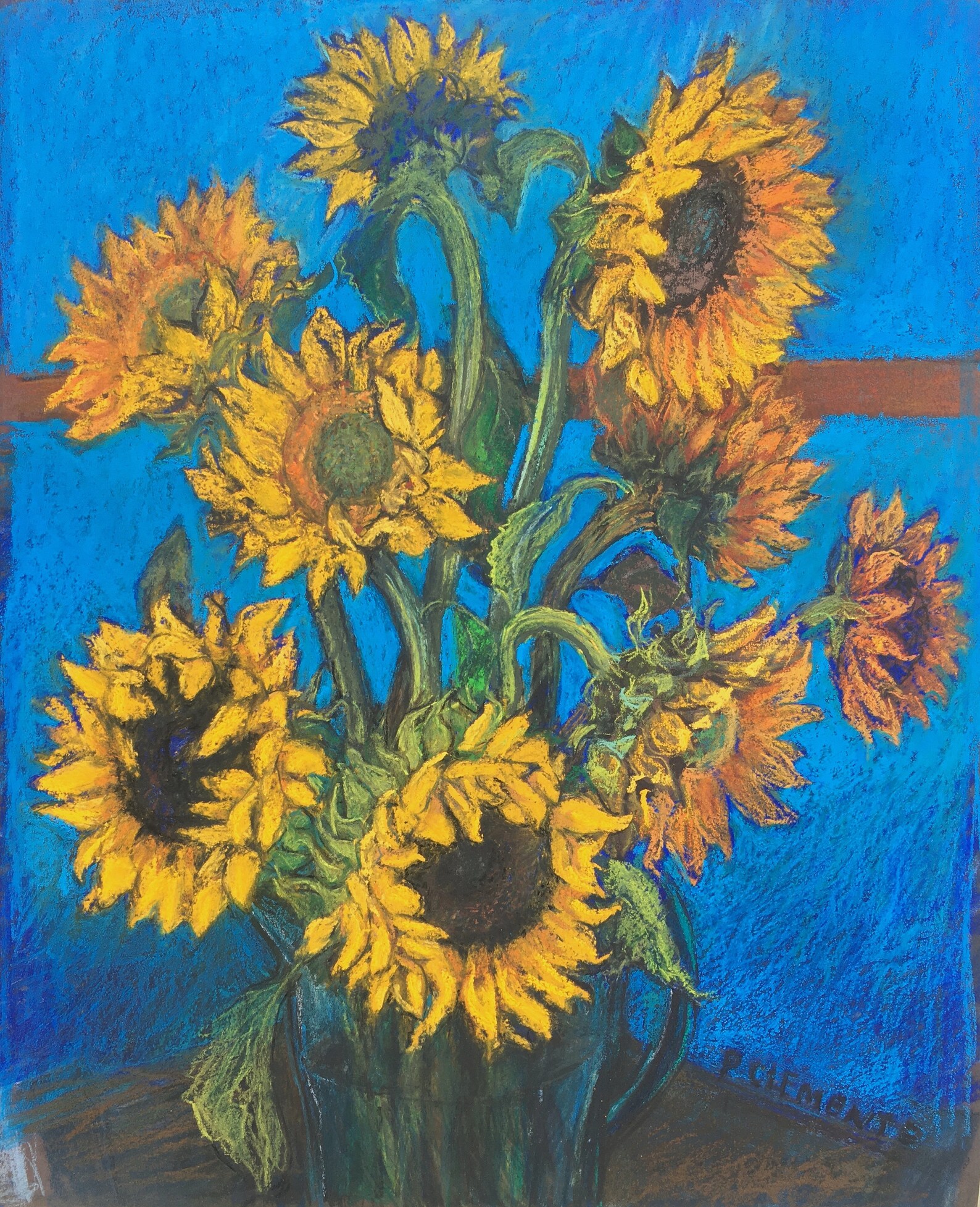 Sunflowers Influenced by Van Gogh - Etsy
