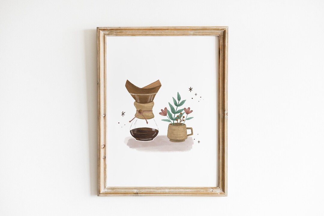 Pour Over Art Print Illustration Drawing Decor Coffee Cafe Espresso ...