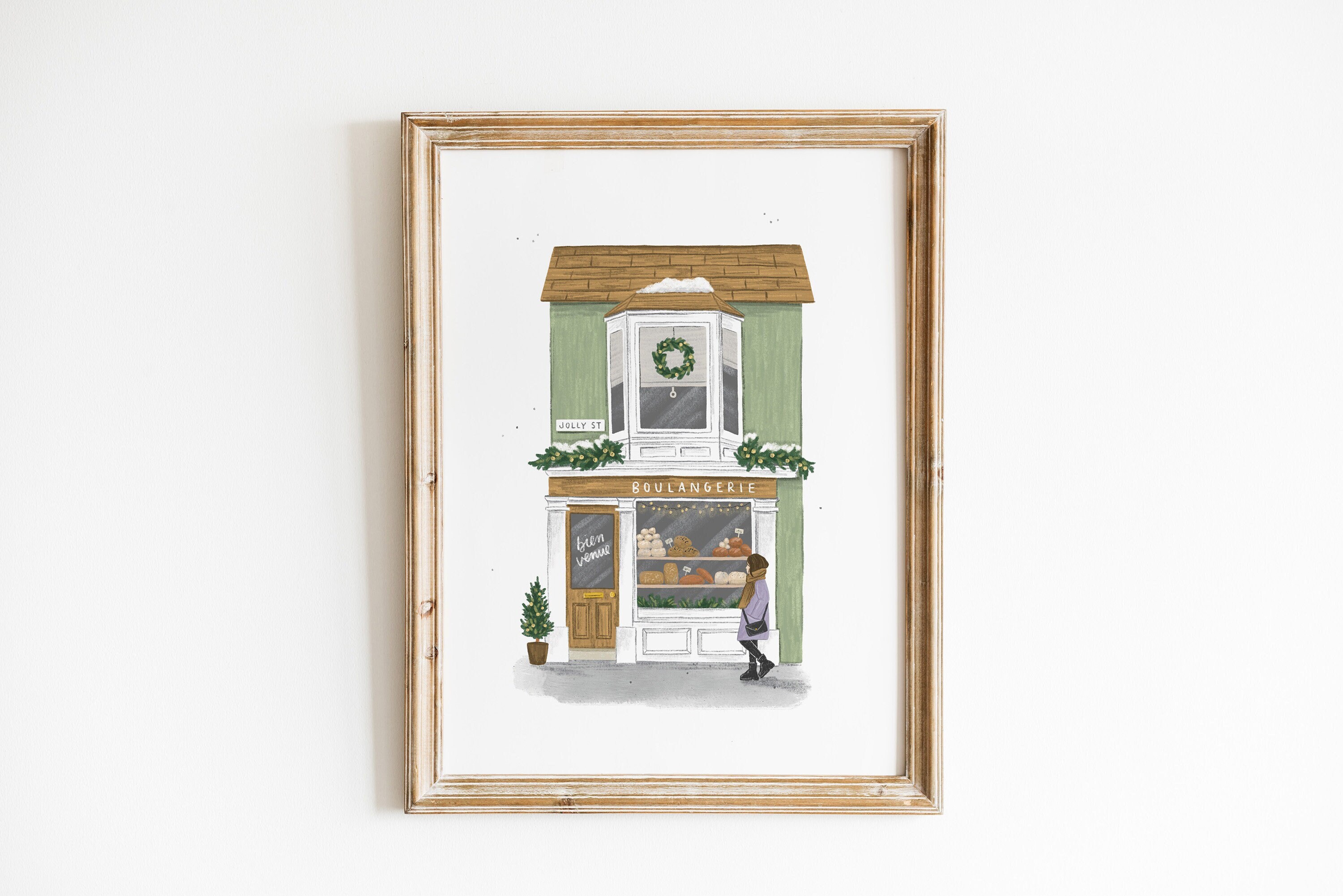 Winter Boulangerie - Art Print | Illustration Drawing Decor Home Snow ...