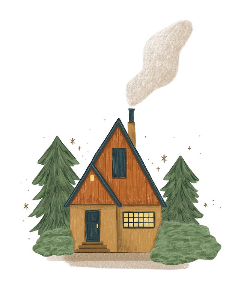 Cozy Cabin - Art Print | Illustration Drawing Decor Home Cottage ...