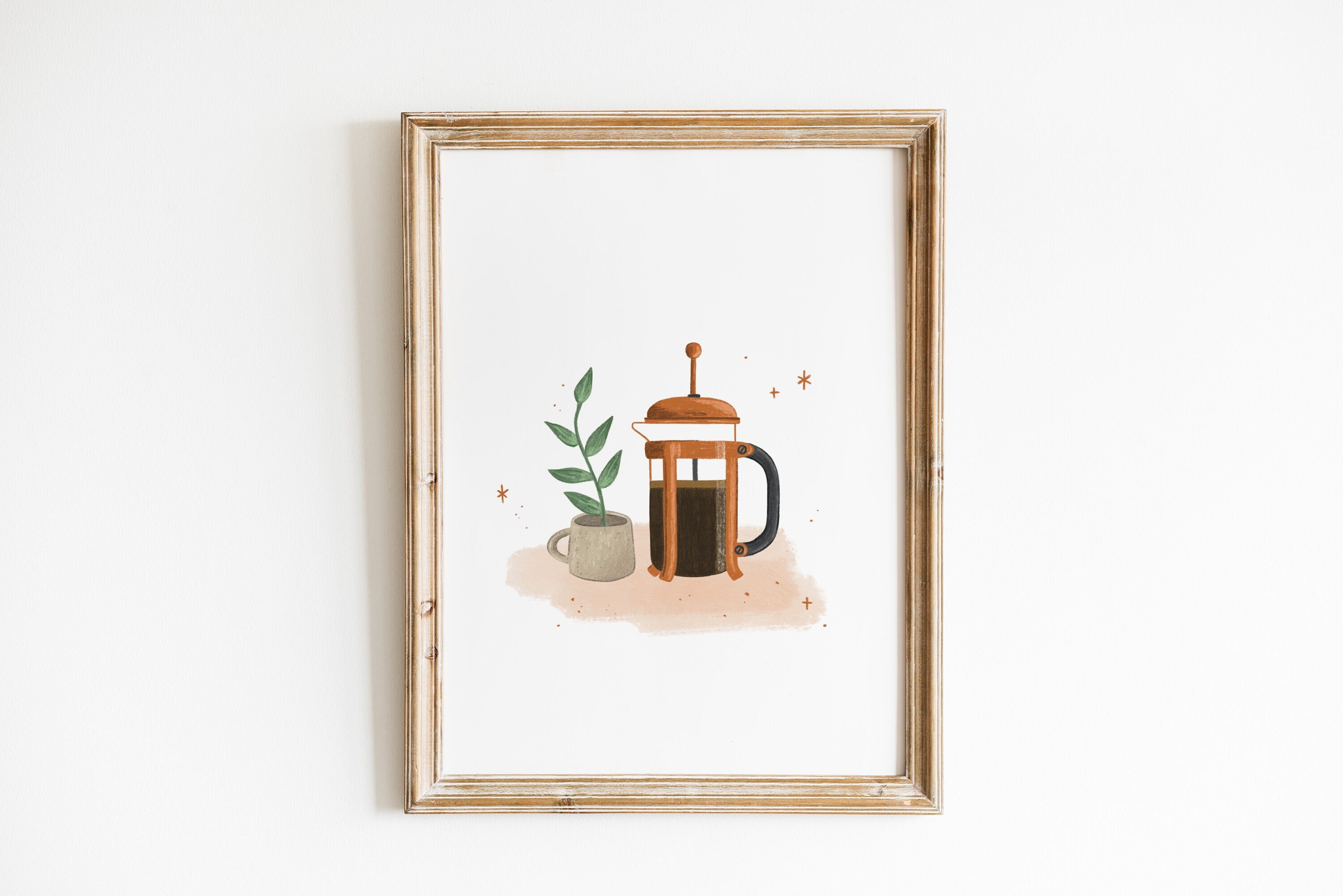 French Press - Art Print | Illustration Drawing Decor Coffee Cafe ...