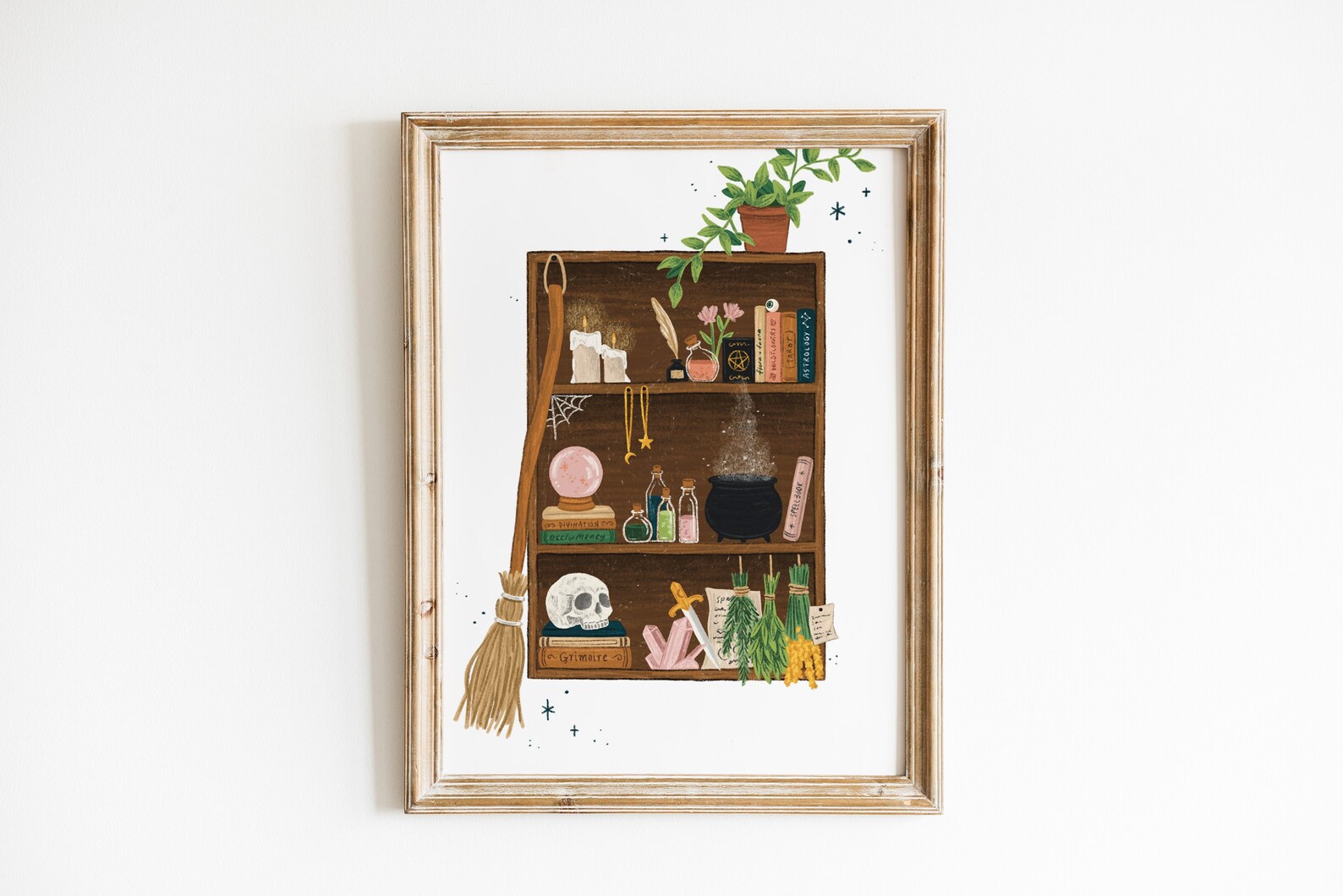 Witch Shelf Art Print Illustration Drawing Decor Home Fall - Etsy