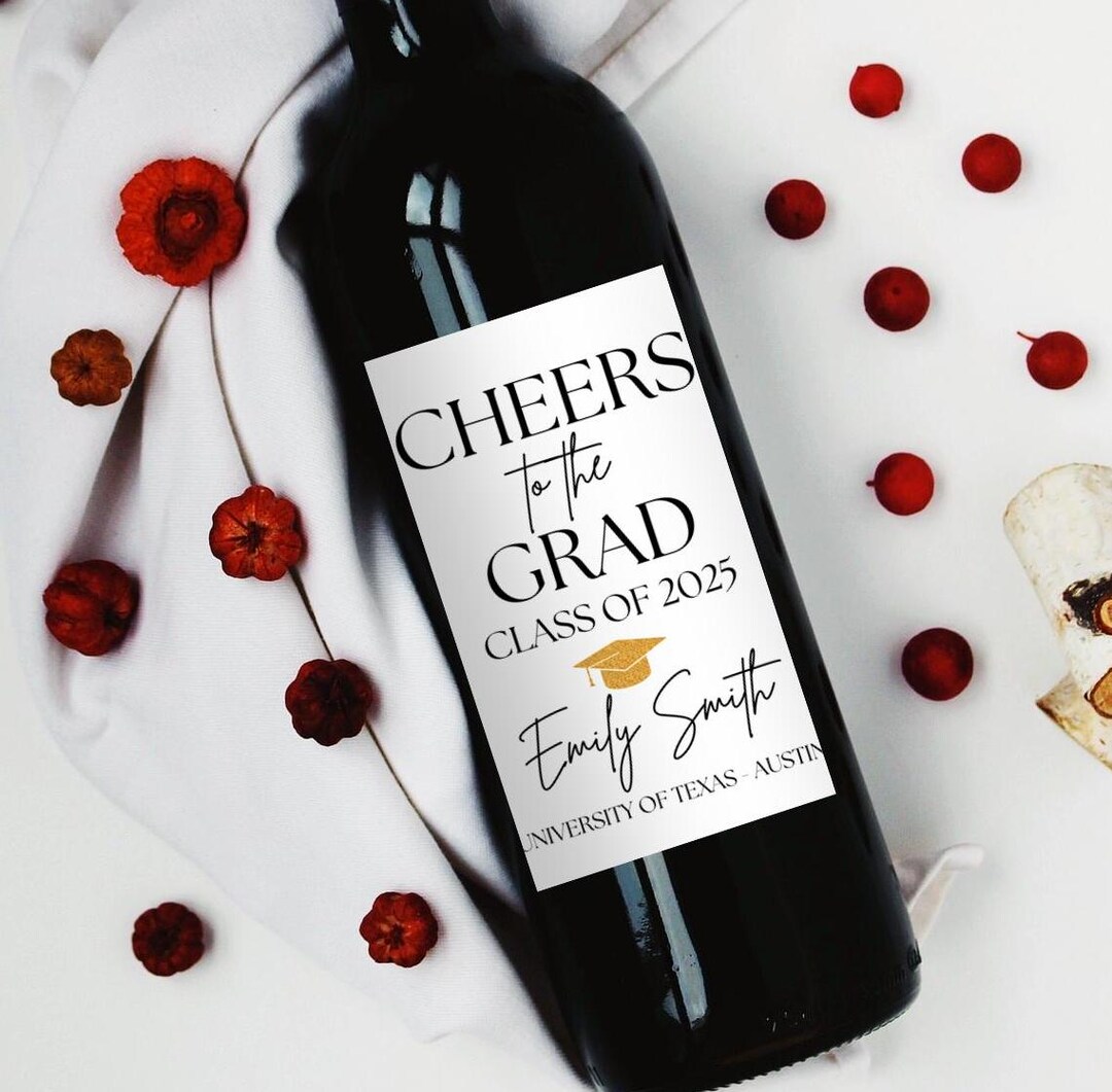 Graduation Gift Champagne Labels, Grad Party Custom Wine Labels ...