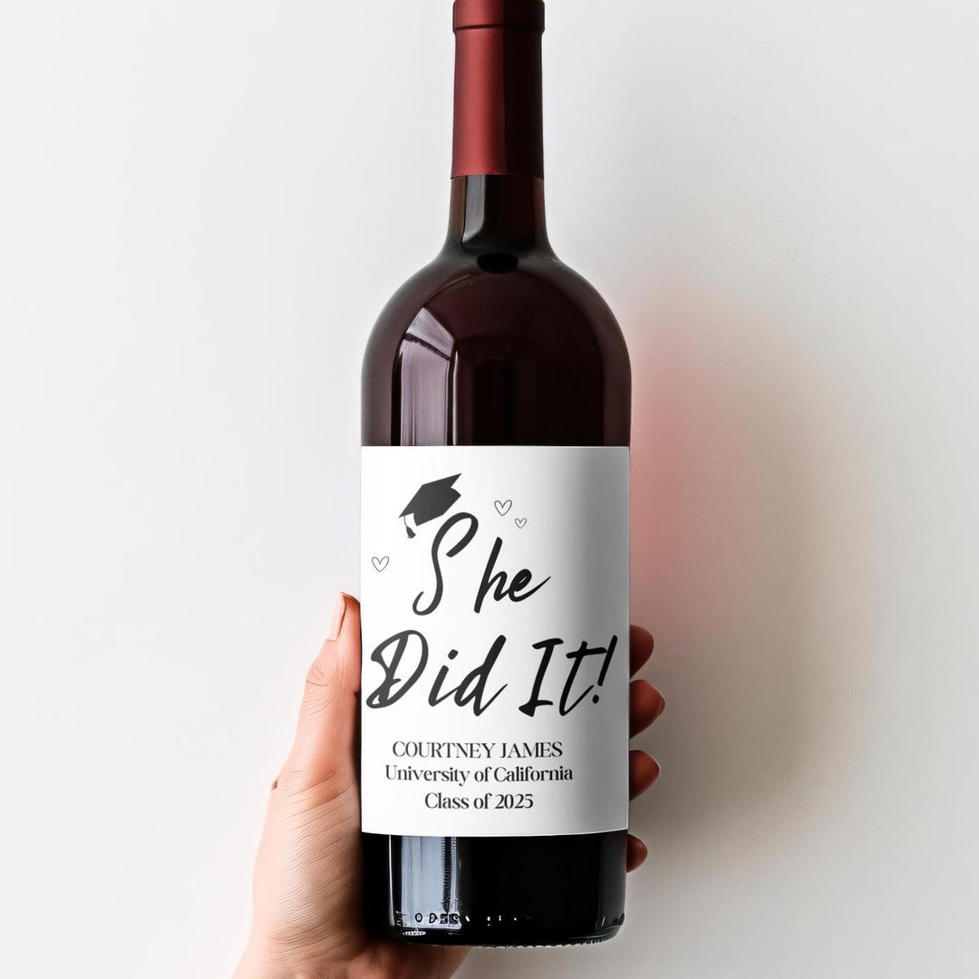 She Did It Graduation Wine Bottle Labels Printed, Custom College ...