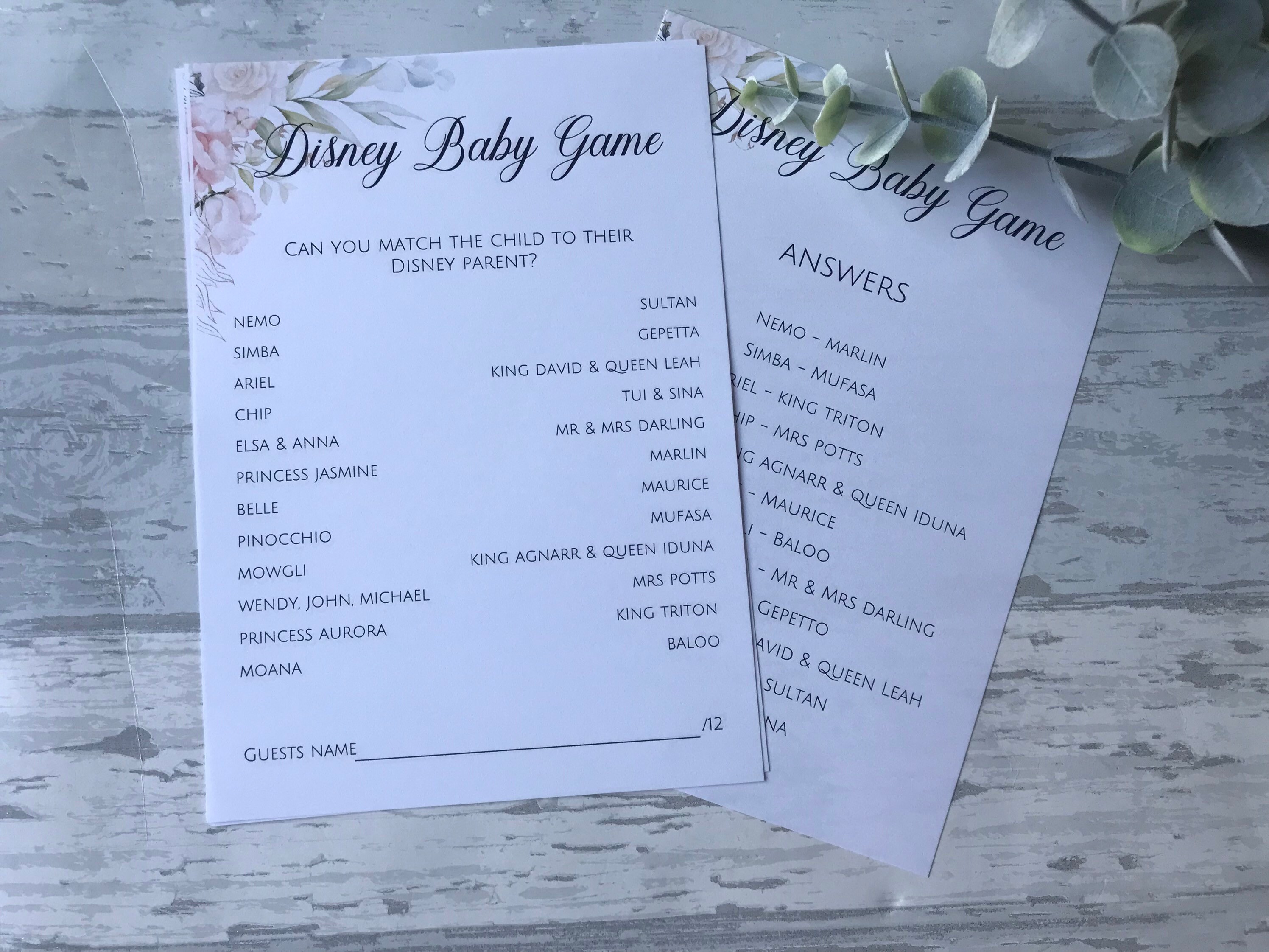 Disney Baby Baby Shower Game - Etsy UK