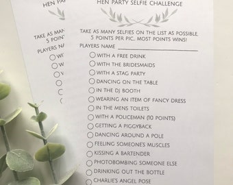 Hen Party Selfie Challenge Cards Hen Party Bride and - Etsy UK