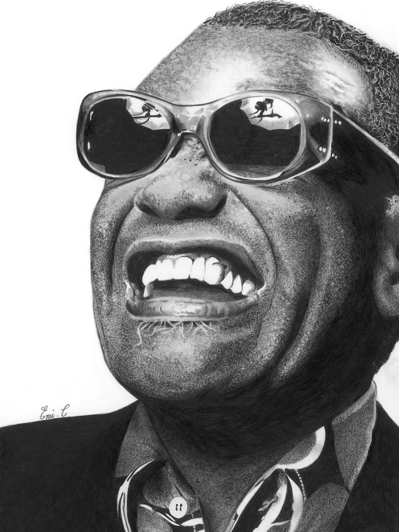 Ray Charles Drawing Art Singer - Etsy