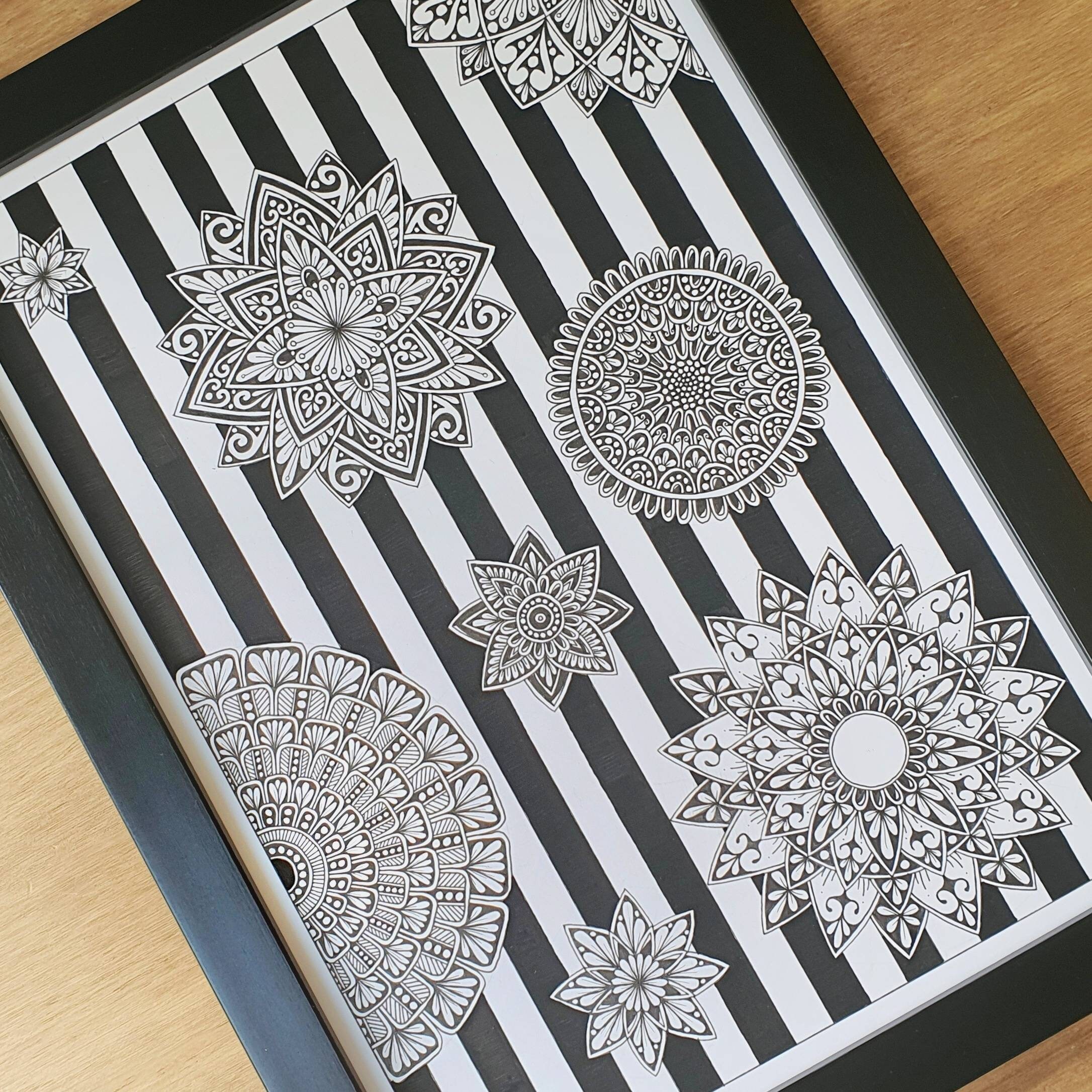 Hand Drawn Mandala Artwork Framed A4 Wall Art ORIGINAL | Etsy