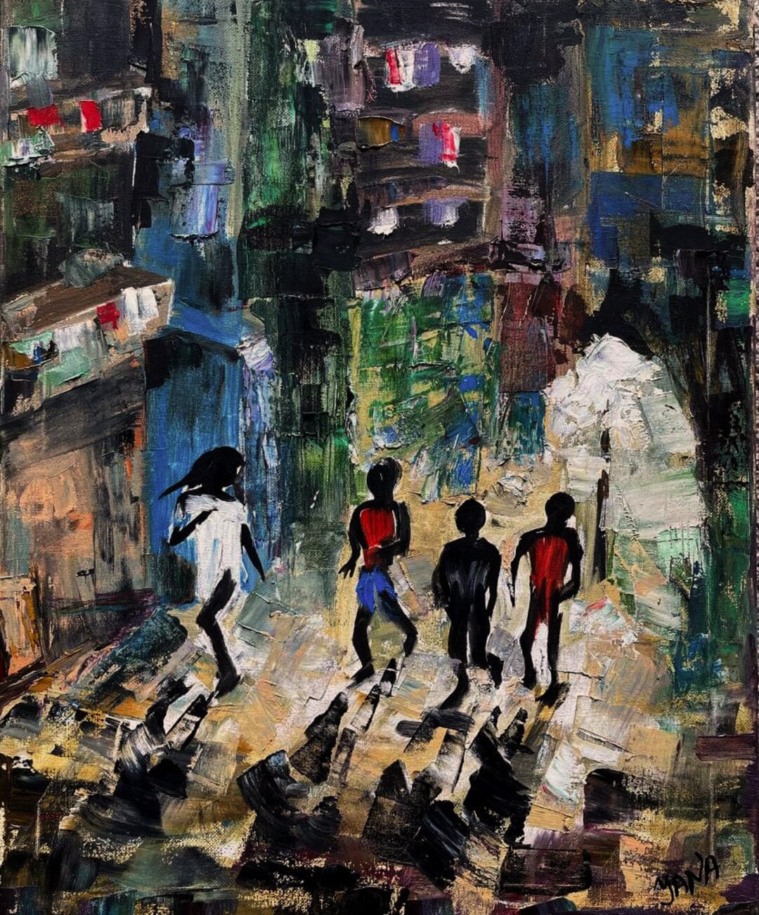 Rain in India Original Oil Art Painting Expressionism Oriental Eastern ...