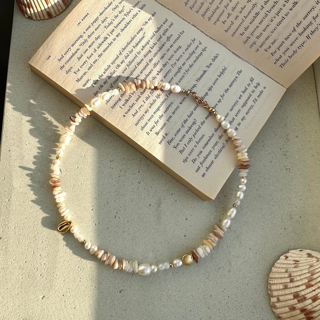 Beach Pearl Necklace With Shells and Freshwater Pearls Summertime ...