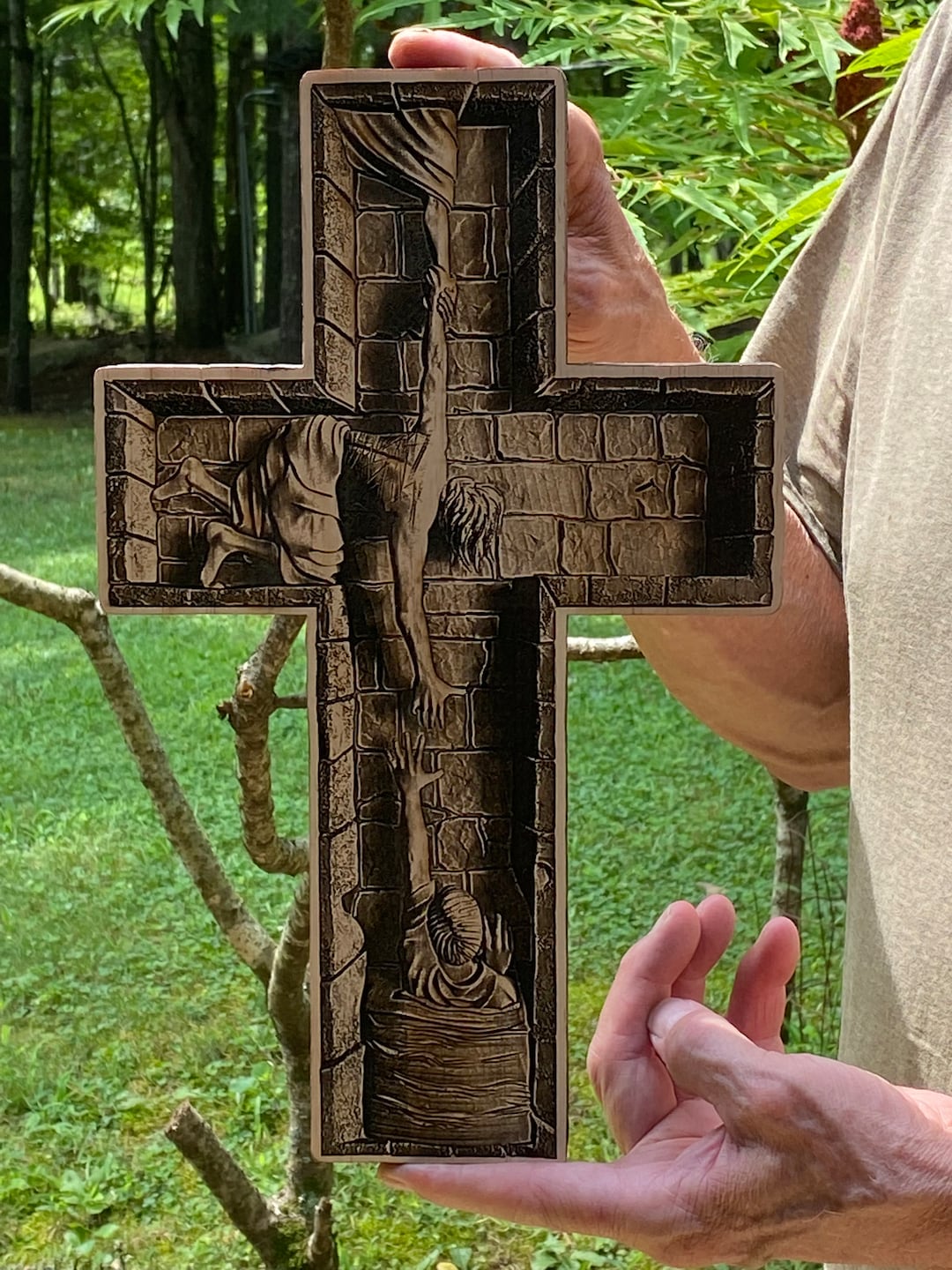 Wooden Cross, Laser Cut/laser Engraved, 3D Image, Wall Hanging - Etsy