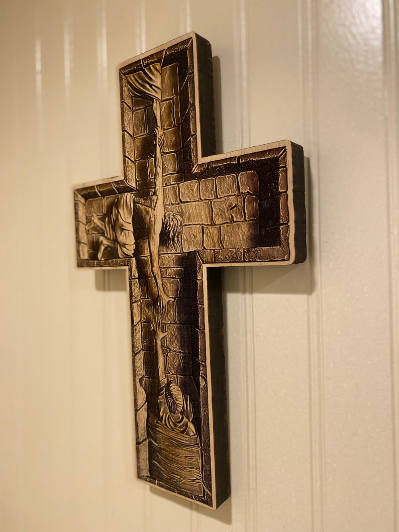 Wooden Cross, Laser Cut/laser Engraved, 3D Image, Wall Hanging - Etsy