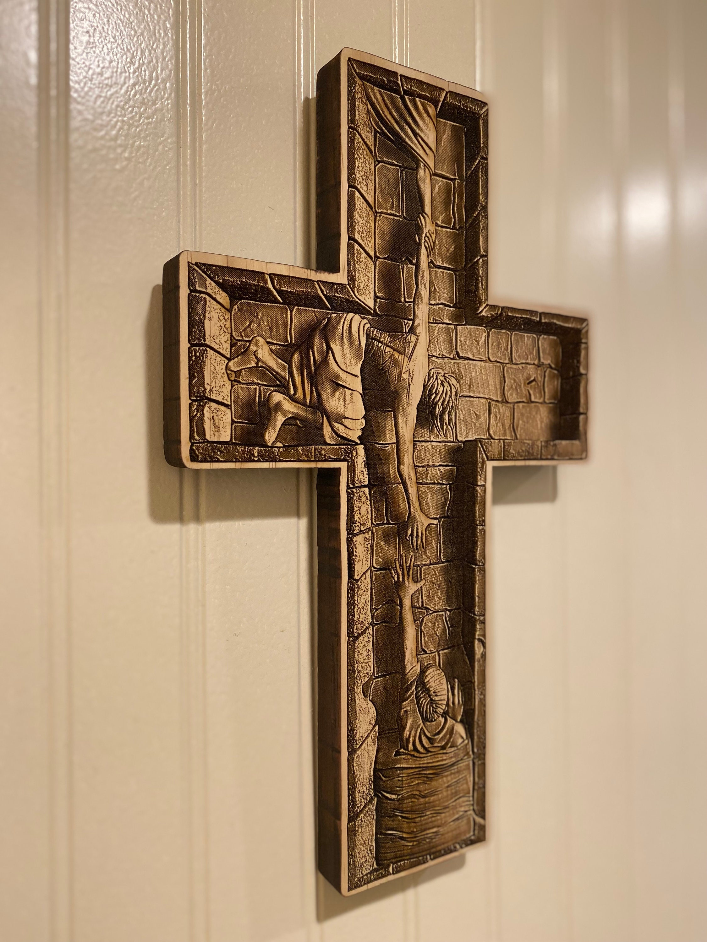 Wooden Cross, Laser Cut/laser Engraved, 3D Image, Wall Hanging - Etsy