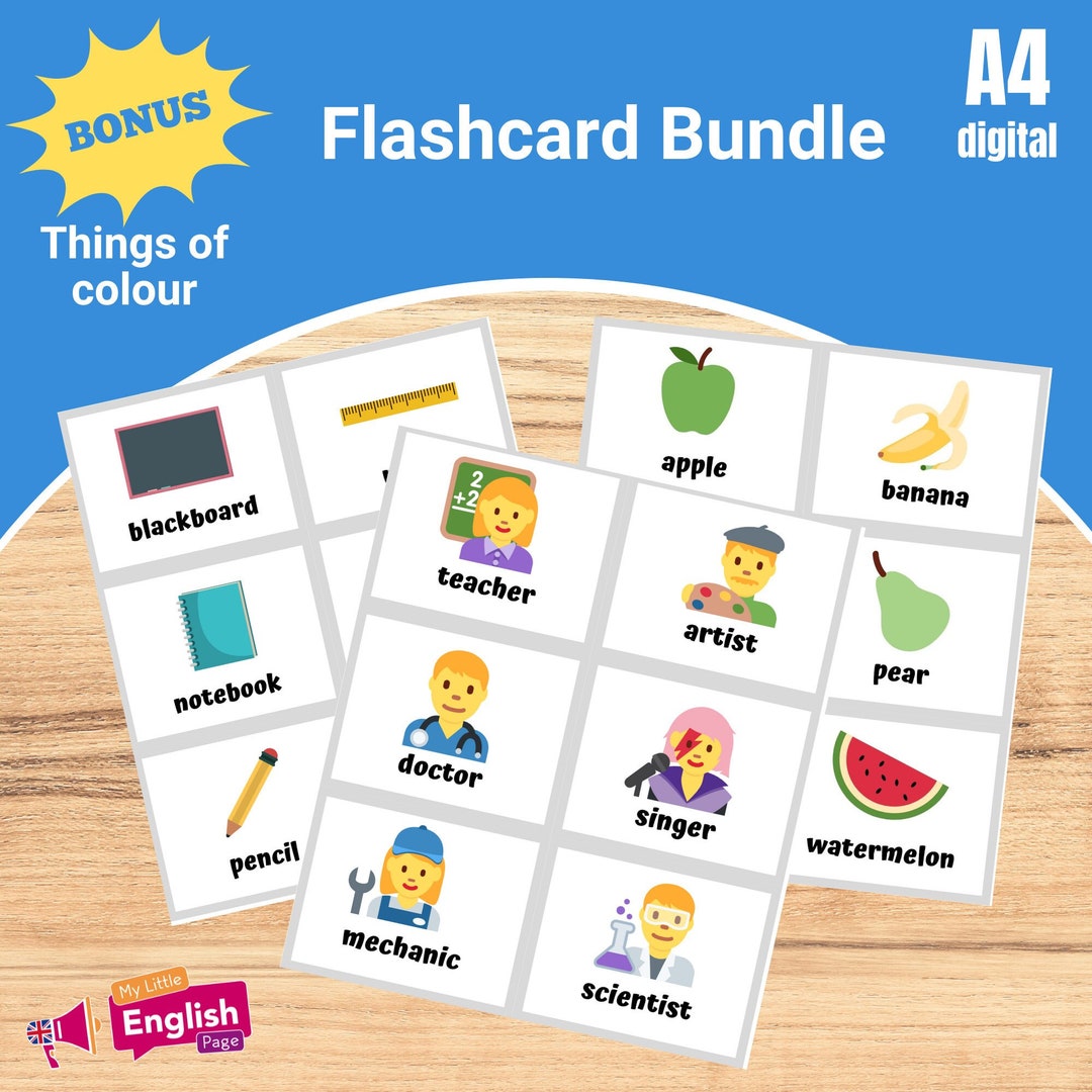 Vocabulary Flashcards English for Children Printable Activity BONUS ...
