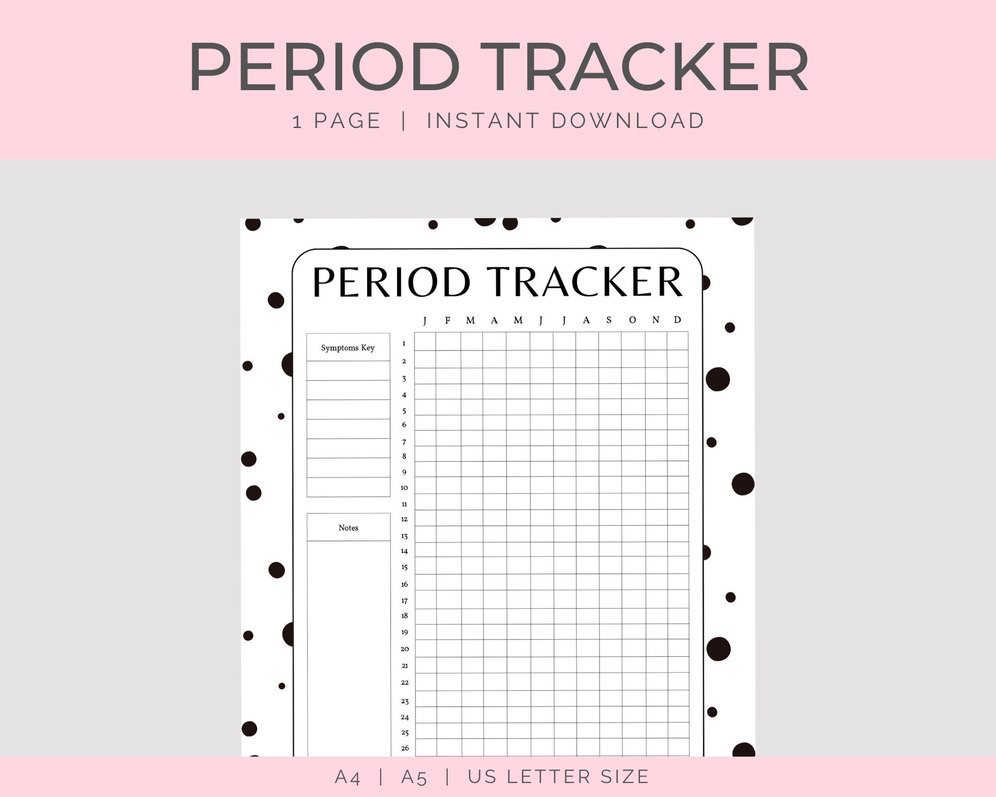 Printable Period Tracker Symptom Tracker Period Journal Ovulation ...