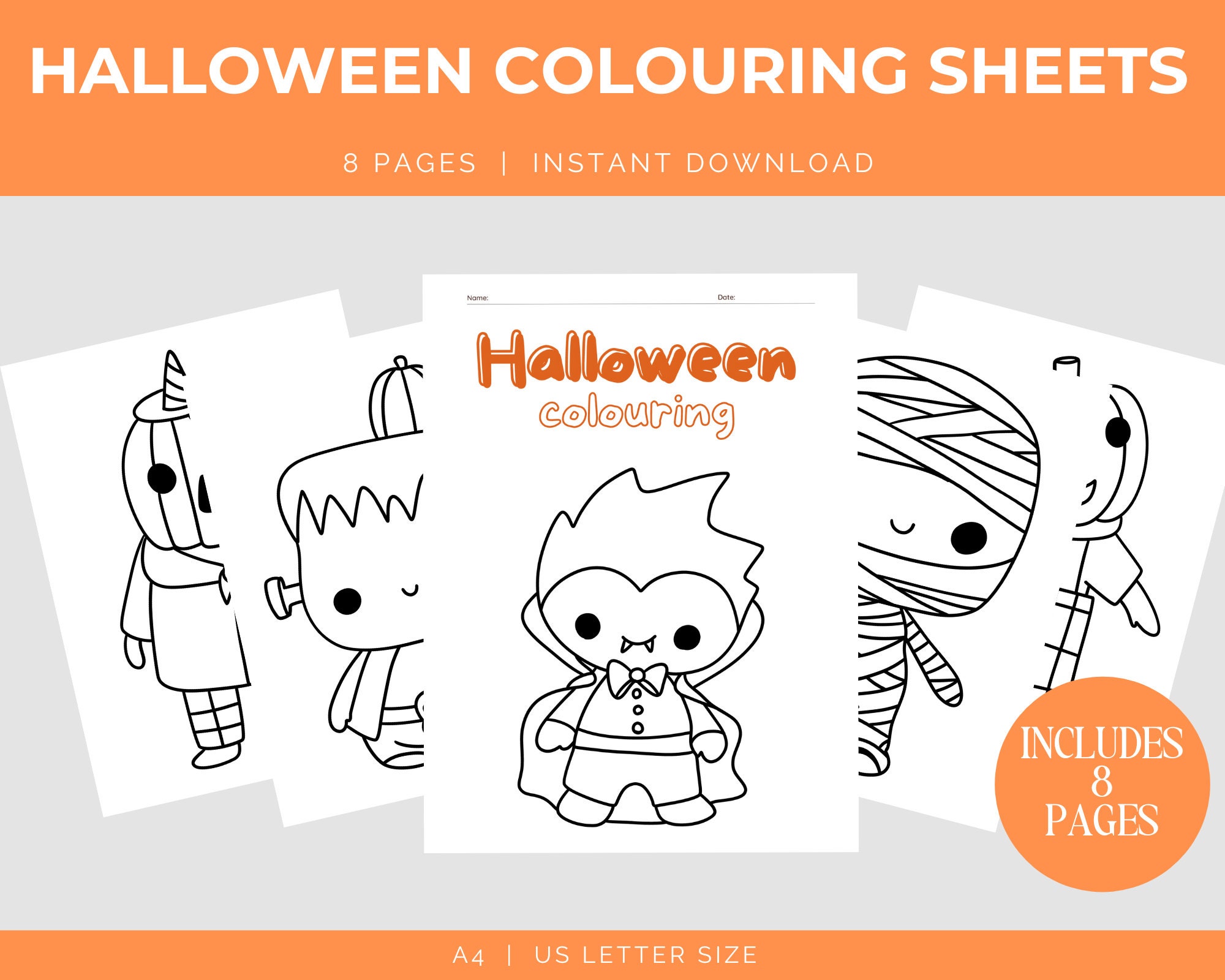 Halloween Printable Colouring Sheets, Childrens Craft, Halloween Party ...