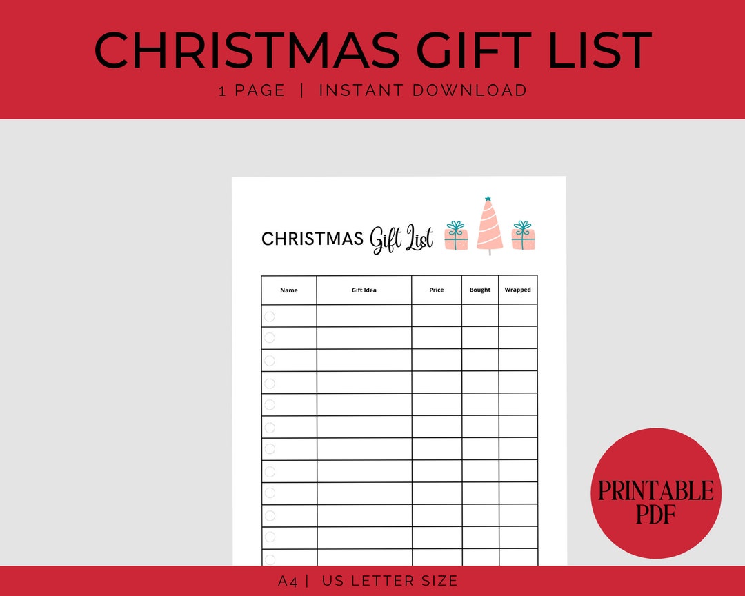 Christmas Gift List Printable Christmas Planner Printable Christmas to ...