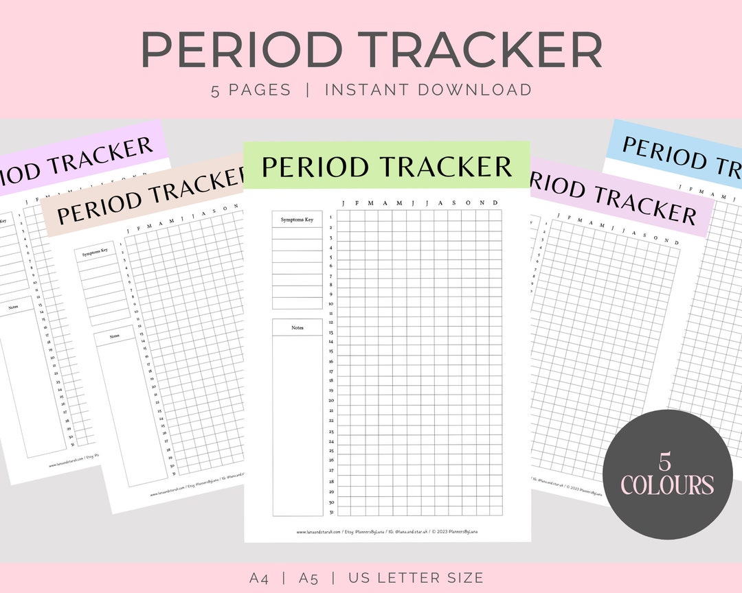 Printable Period Tracker | Symptom Tracker | Period Journal | Ovulation ...
