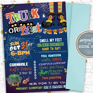 Trunk or Treat Flyer Halloween Trunk or Treat Party Invitation Kids ...