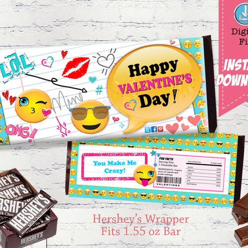 Valentine's Day Candy Bar Wrappers - Etsy