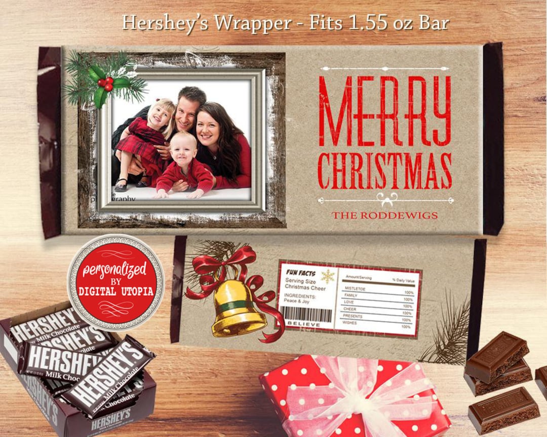 Merry Christmas Chocolate Bar Wrapper Printable Holiday - Etsy