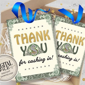 Thank You Bucks Thank You Tags Dollar Bill Thank You Tag Money Birthday ...