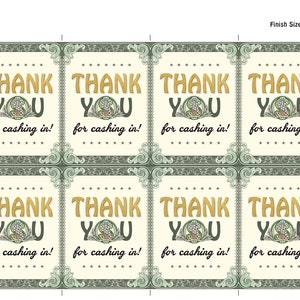 Thank You Bucks Thank You Tags Dollar Bill Thank You Tag Money Birthday ...