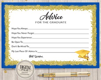 Blue and Gold Graduation Advice Cards for the Graduate DIY | Etsy