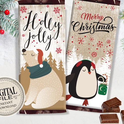 Christmas Chocolate Bar Wrapper DIY Favors Candy Wrap - Etsy
