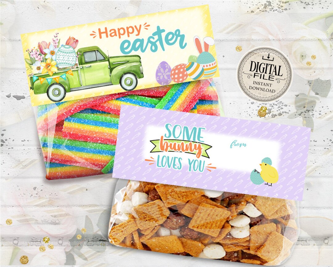 Happy Easter Treat Bag Topper Some Bunny Loves You Loot Bag Party Favor ...