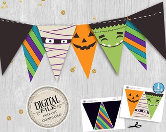 Halloween Pennant Flags Printable DIY Decor Instant Download - Etsy