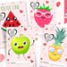 Fruit Valentines Day Cards for Kids Pineapple Strawberry Watermelon ...