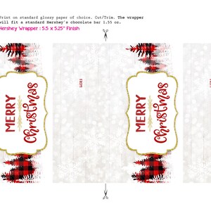 Merry Christmas Candy Bar Wrapper Red Plaid Chocolate Bar Wrappers ...