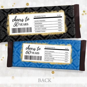 Class Reunion Candy Wrapper 20TH 30TH 40TH 50TH 60TH High School Class ...