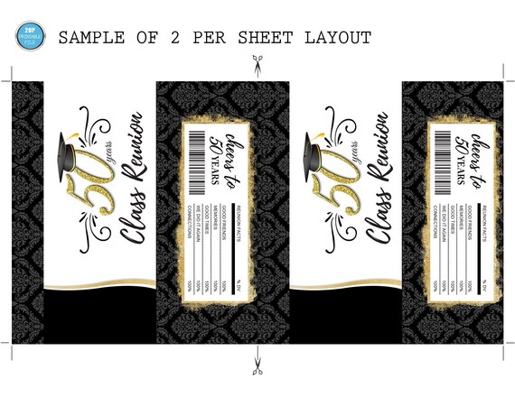 50 Year Class Reunion Candy Wrapper INSTANT DOWNLOAD 50TH High School ...