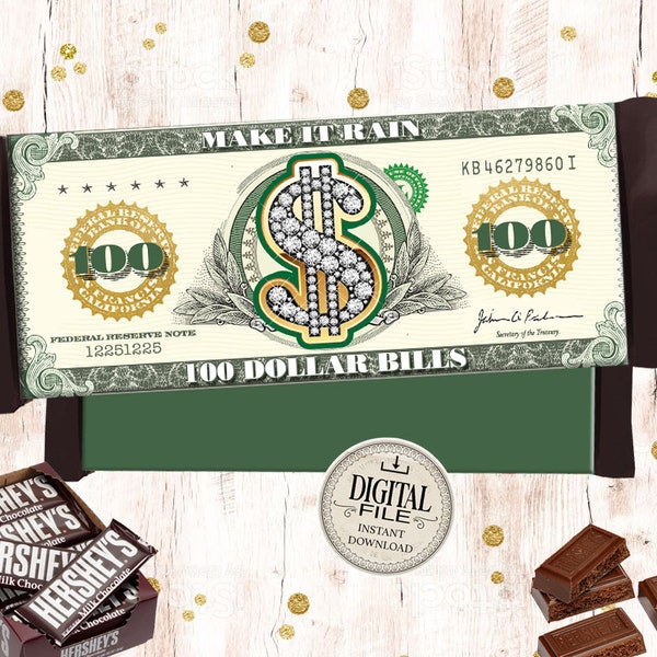 1 Dollar Bill Candy Bar Wrapper - Etsy