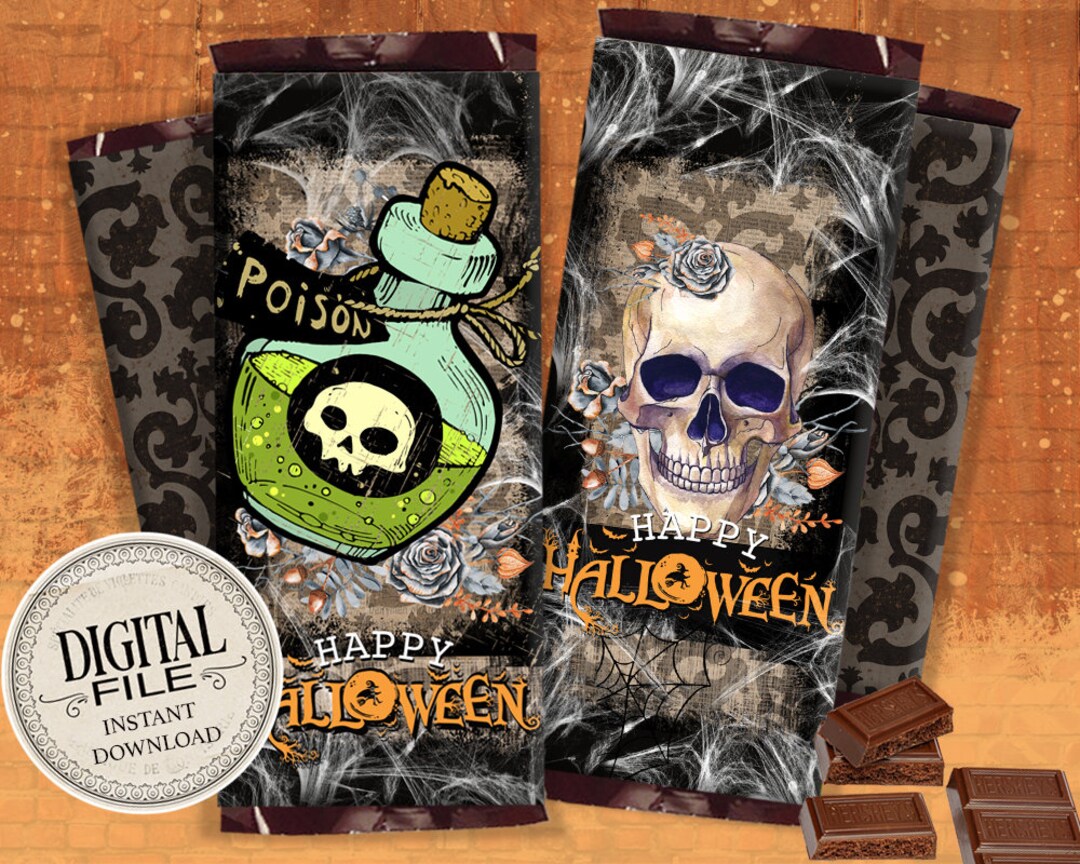 Halloween Candy Bar Wrapper Happy Halloween Chocolate Bar Label Block ...