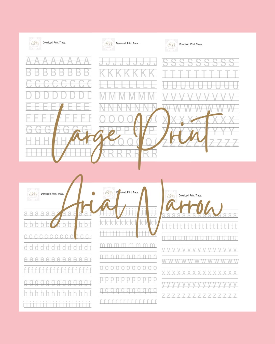 Large Print Arial Narrow Handwriting, Printable, Hand Lettering ...