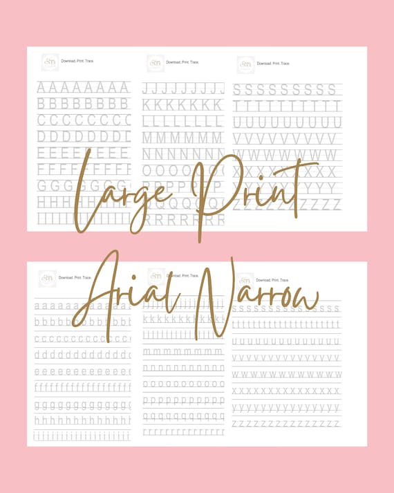 Large Print Arial Narrow Handwriting Printable Hand | Etsy