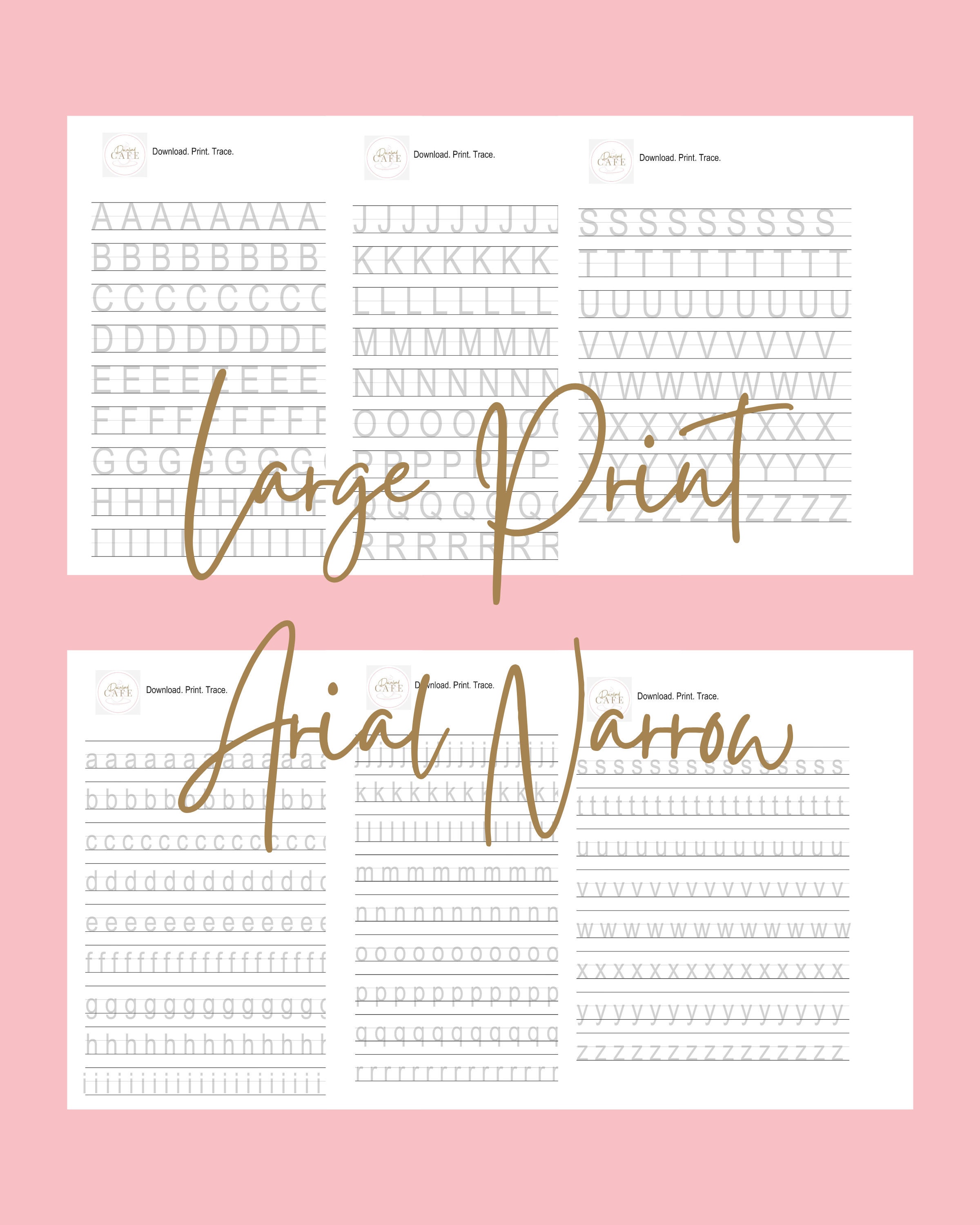 Large Print Arial Narrow Handwriting, Printable, Hand Lettering ...