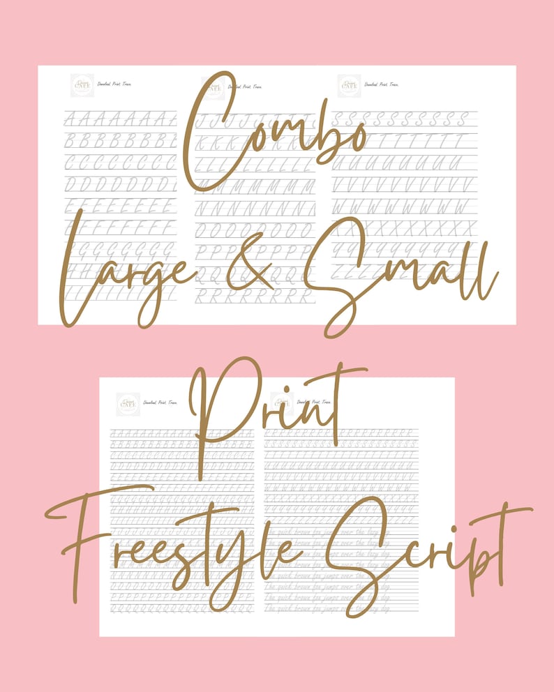Large and Small Print Freestyle Script Handwriting, Printable, Hand ...