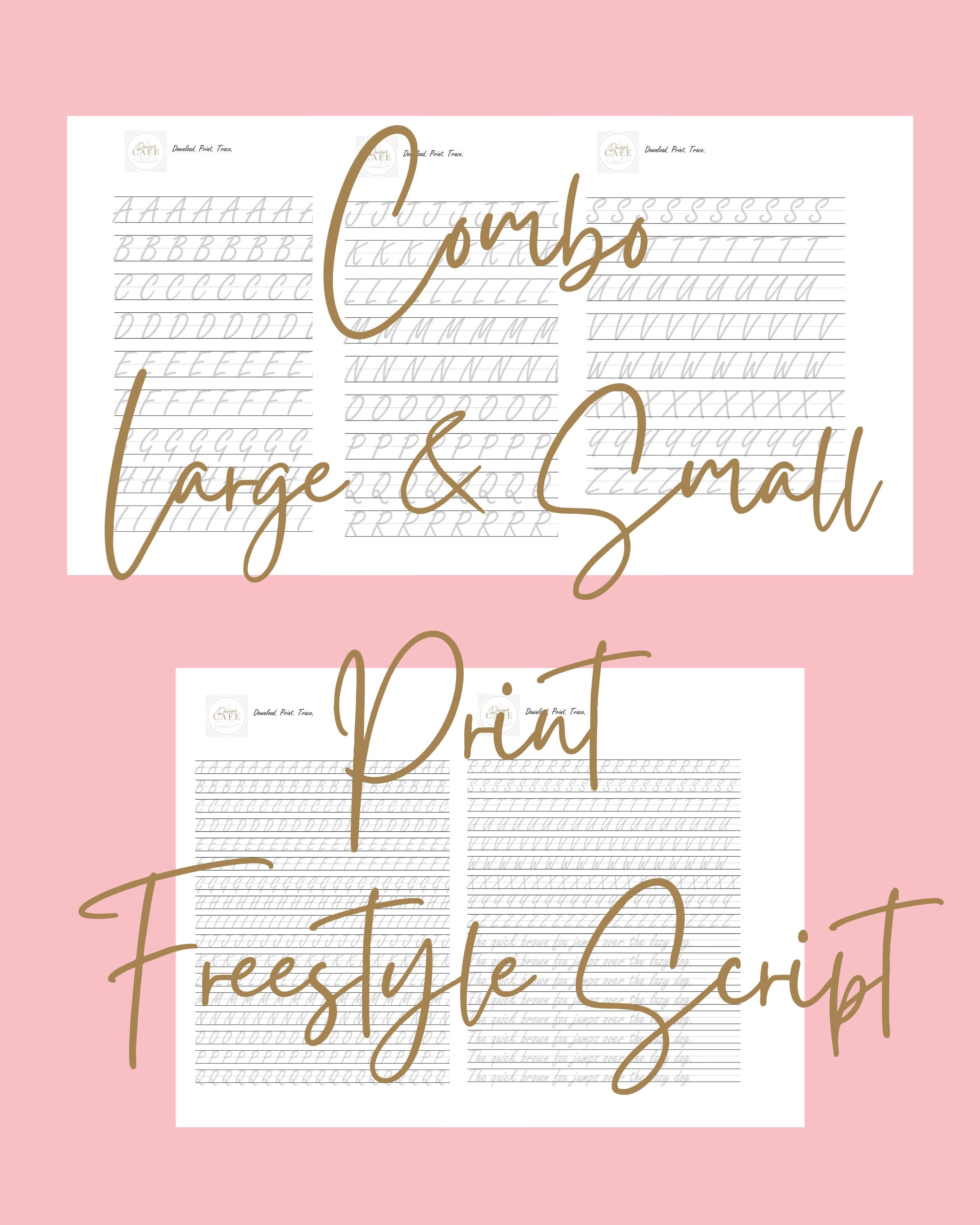 Large and Small Print Freestyle Script Handwriting, Printable, Hand ...