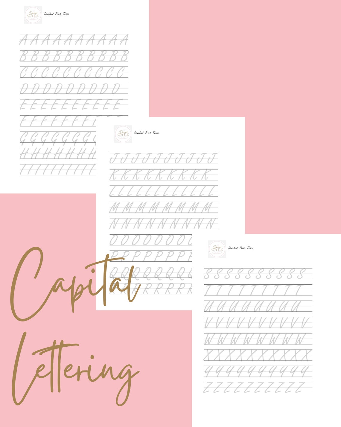 Large Print Freestyle Script Handwriting, Printable, Hand Lettering ...